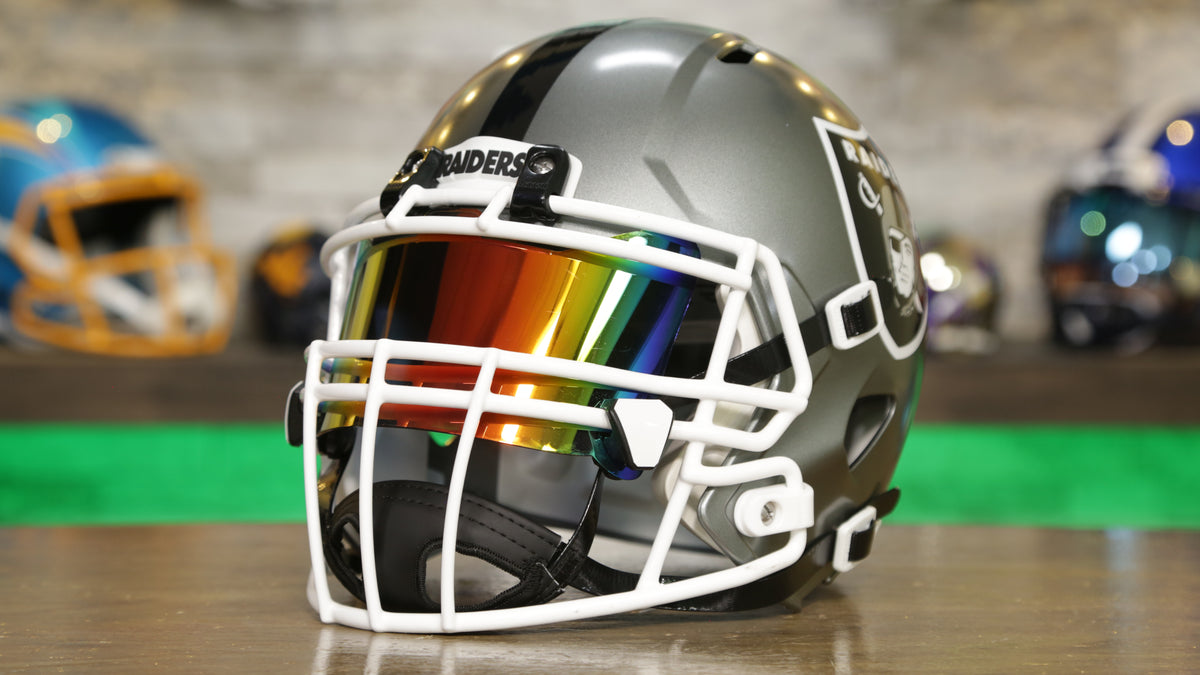 Las Vegas Raiders Rainbow Visor Flash Helmet Build – Green Gridiron, Inc.