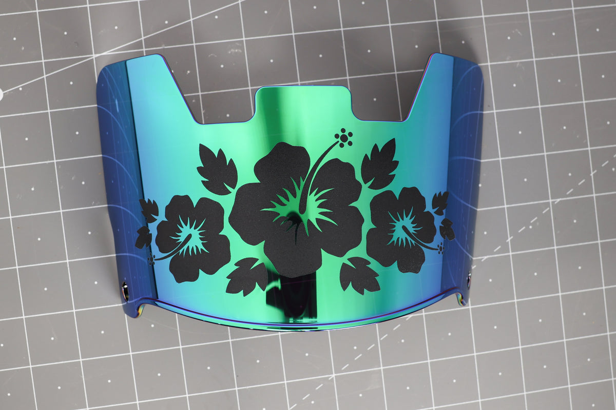 Designer Etched Visor - Hibiscus – Green Gridiron, Inc.