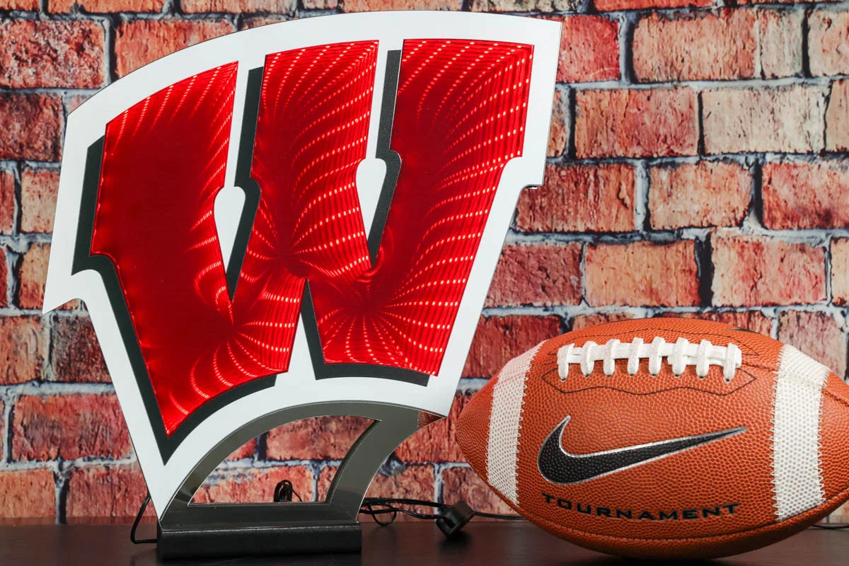 NCAA LED Infinity Logo Light - Wisconsin Badgers – Green Gridiron, Inc.