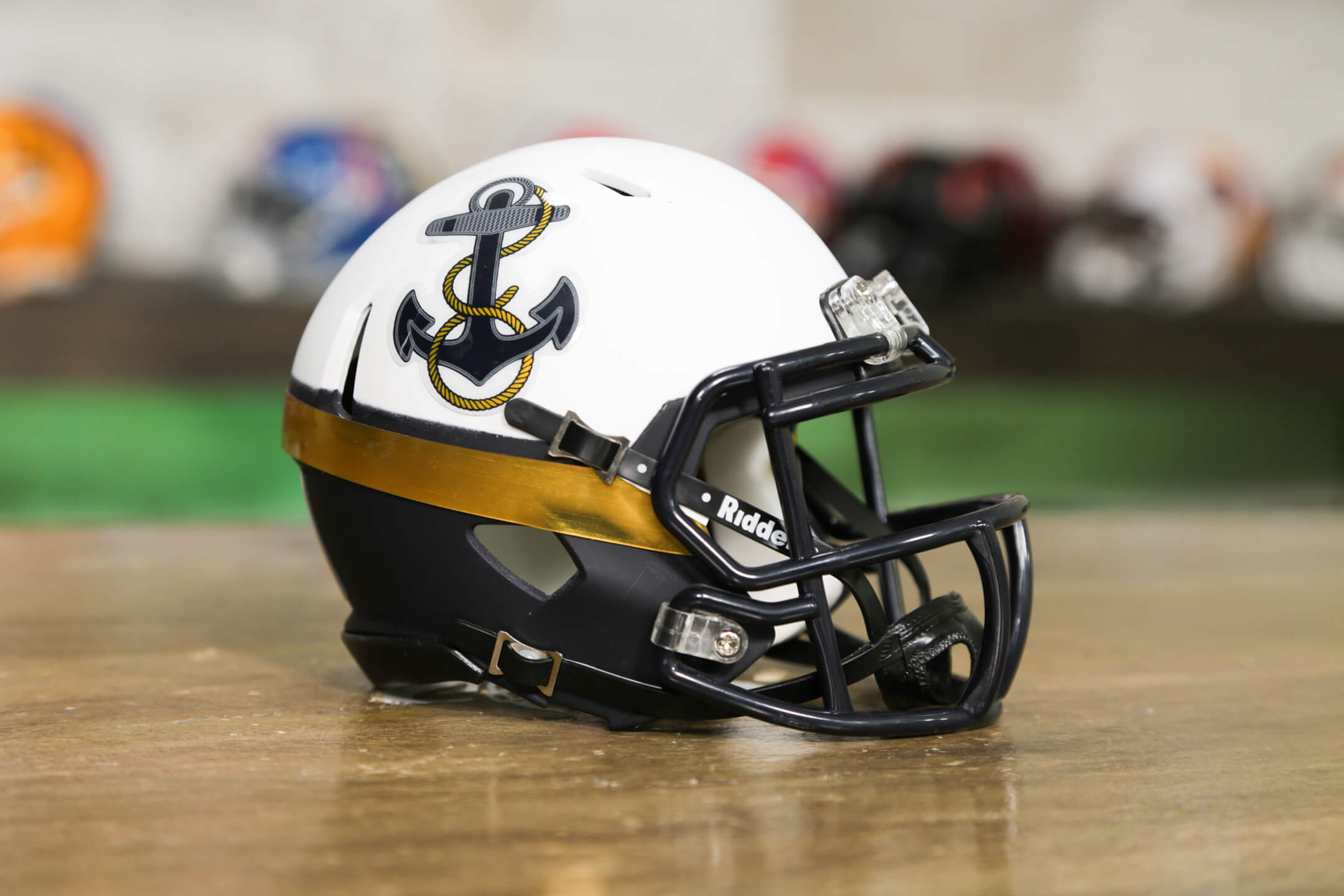 Navy Midshipmen Riddell Speed Mini Helmet - Two Toned White and Navy ...