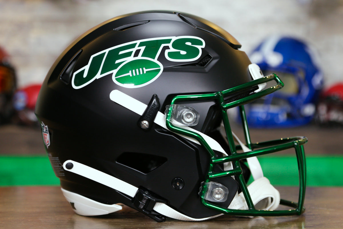 New York Jets Riddell SpeedFlex Helmet - Alternate Chrome Green Facema ...