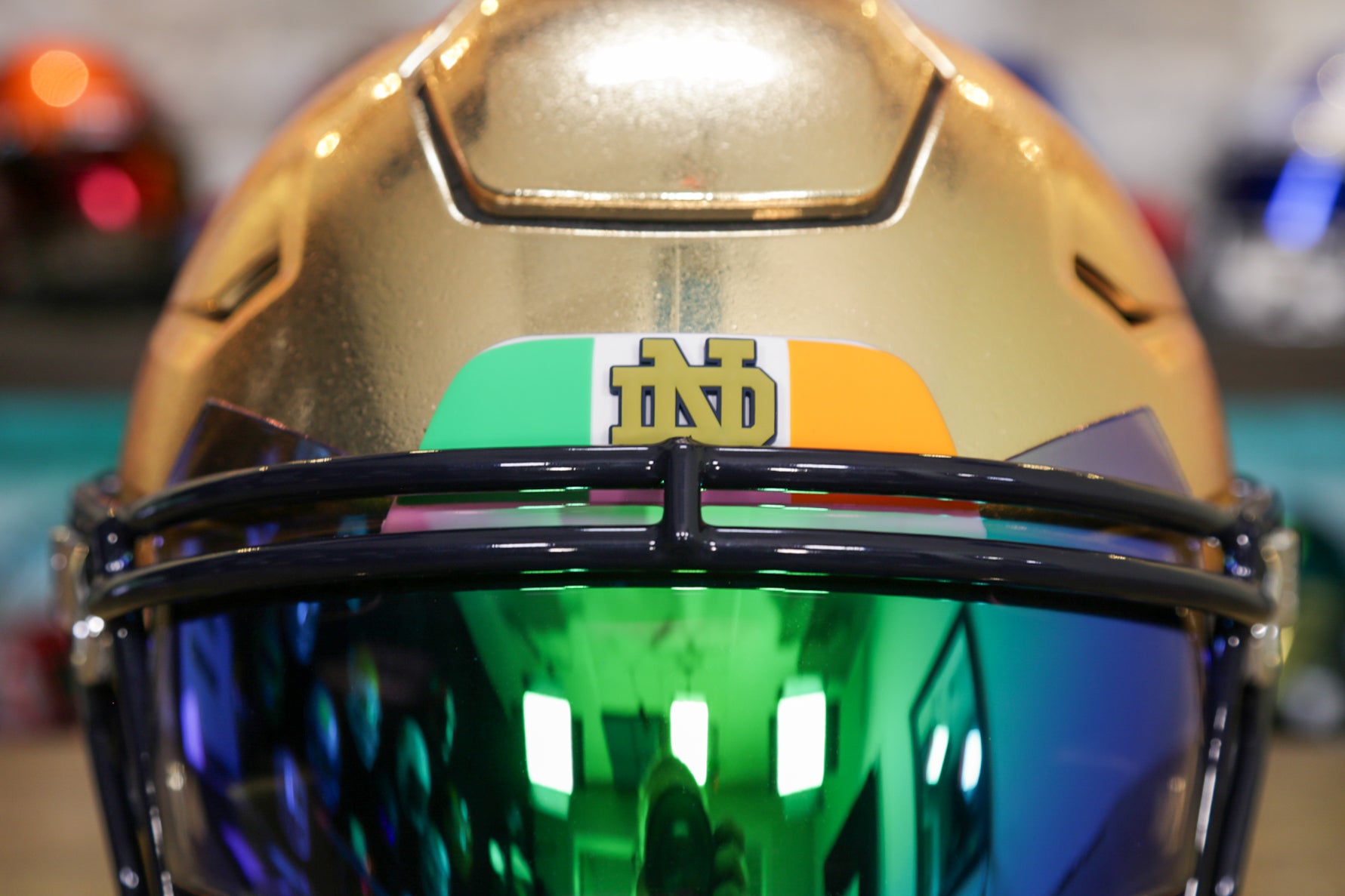 Mini Casco De Notre Dame Notre Dame Fighting Irish CUSTOM Green Chrome