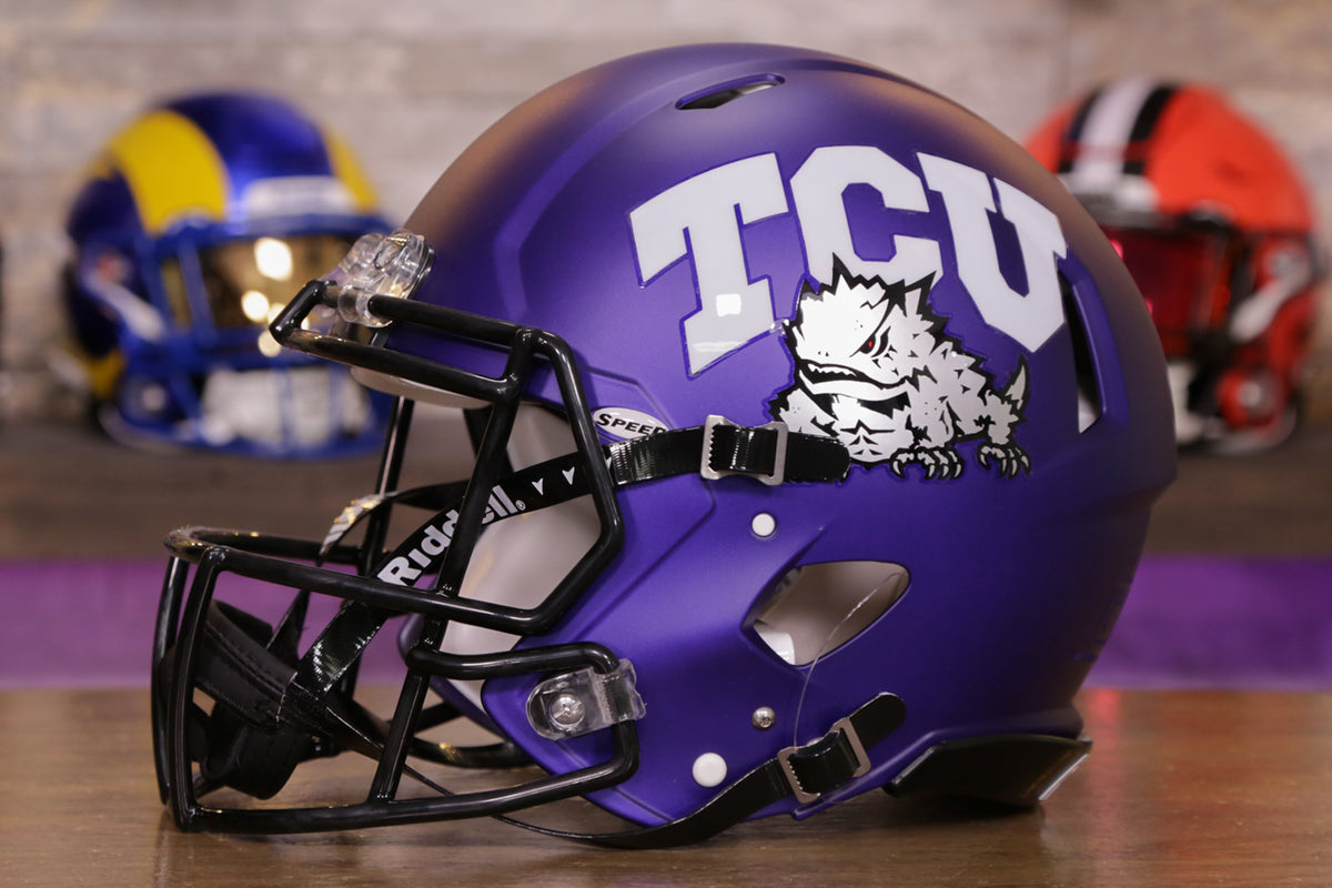 TCU Horned Frogs Riddell Speed Authentic Helmet - Satin Purple – Green ...