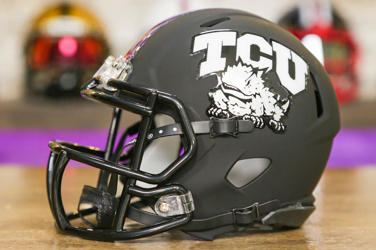 TCU Horned Frogs Riddell Speed Mini Helmet - Matte Black – Green ...