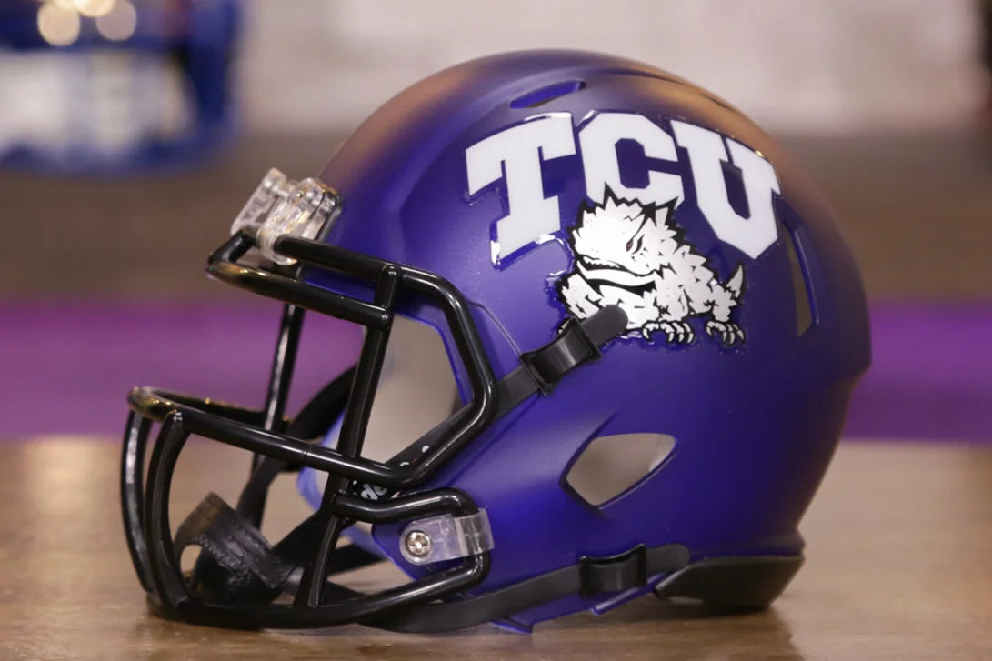 TCU Horned Frogs Riddell Speed Mini Helmet - Satin Purple – Green ...