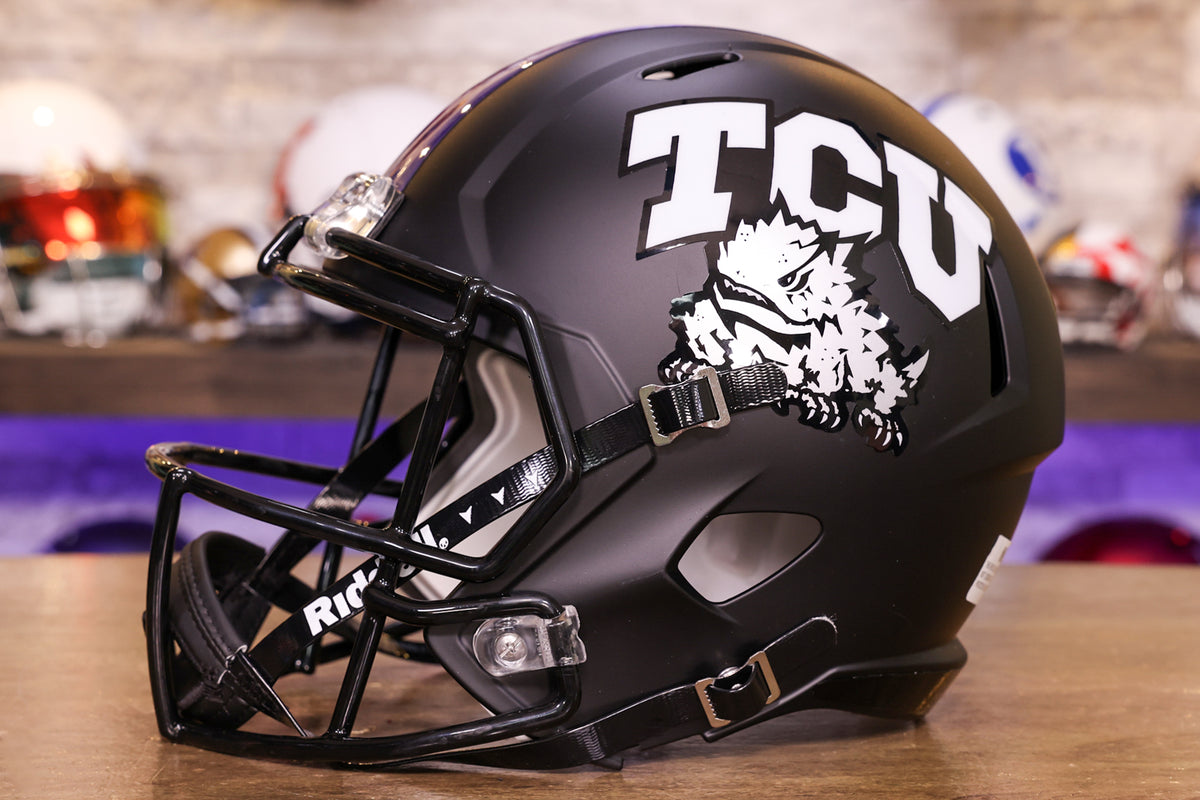 TCU Horned Frogs Riddell Speed Display Helmet - Matte Black – Green ...