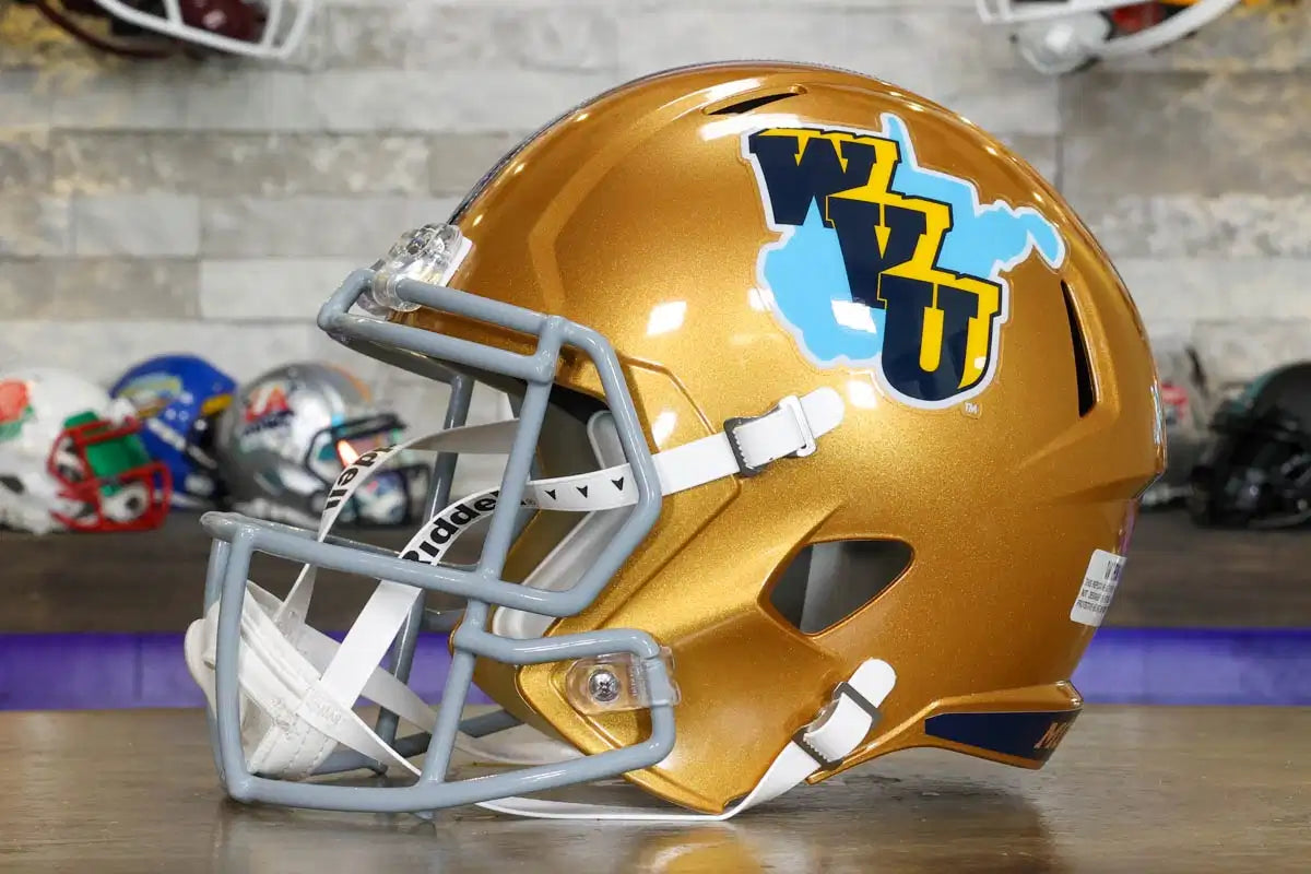 West Virginia Mountaineers Riddell Speed Display Helmet - Gold Throwba ...